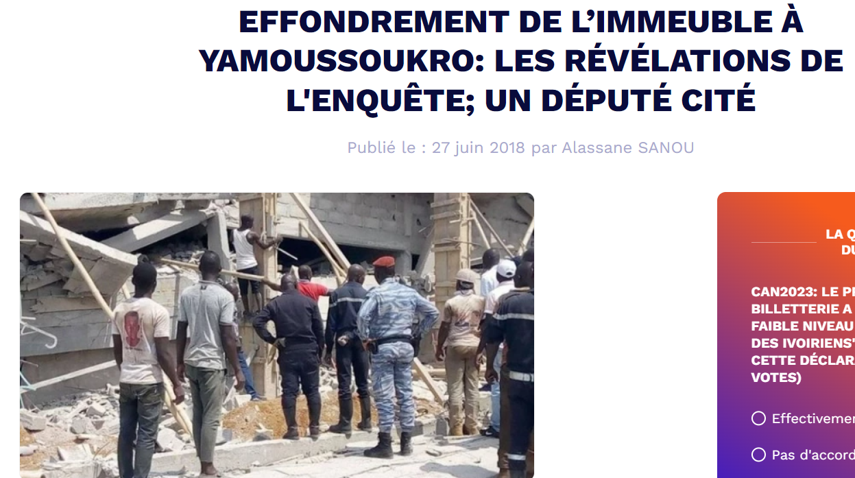 Sénégal : cette image ne montre pas l'immeuble qui s’est effondré en janvier 2024 dans le ...